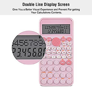 EooCoo 2-Line Standard Scientific Calculator, Portable and Cute School Office Supplies, Suitable for Primary School to College Student Use - Pink