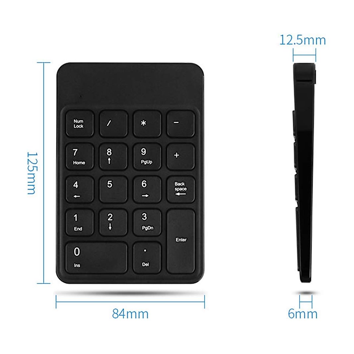 CHAYA Wireless Numeric Keypad-Mini 18 Keys Portable Slim Number Pad Computer Accessories Compatible with IP,Android,MAC,Windows for Laptop and Tablet(Black)