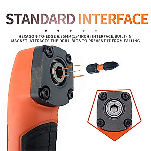 90 Degree Drill Adapter, Right Angle Drill Attachment, ABS Handle Screwdriver Socket Adapter, Drill Bit Corner Adapter, Perfect for Driving Screws and Drill Holes in Tight Spaces(Orange)