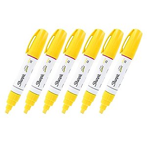 Sharpie Oil-Based Art Paint Markers, Bold Point, Yellow Ink, Pack of 6