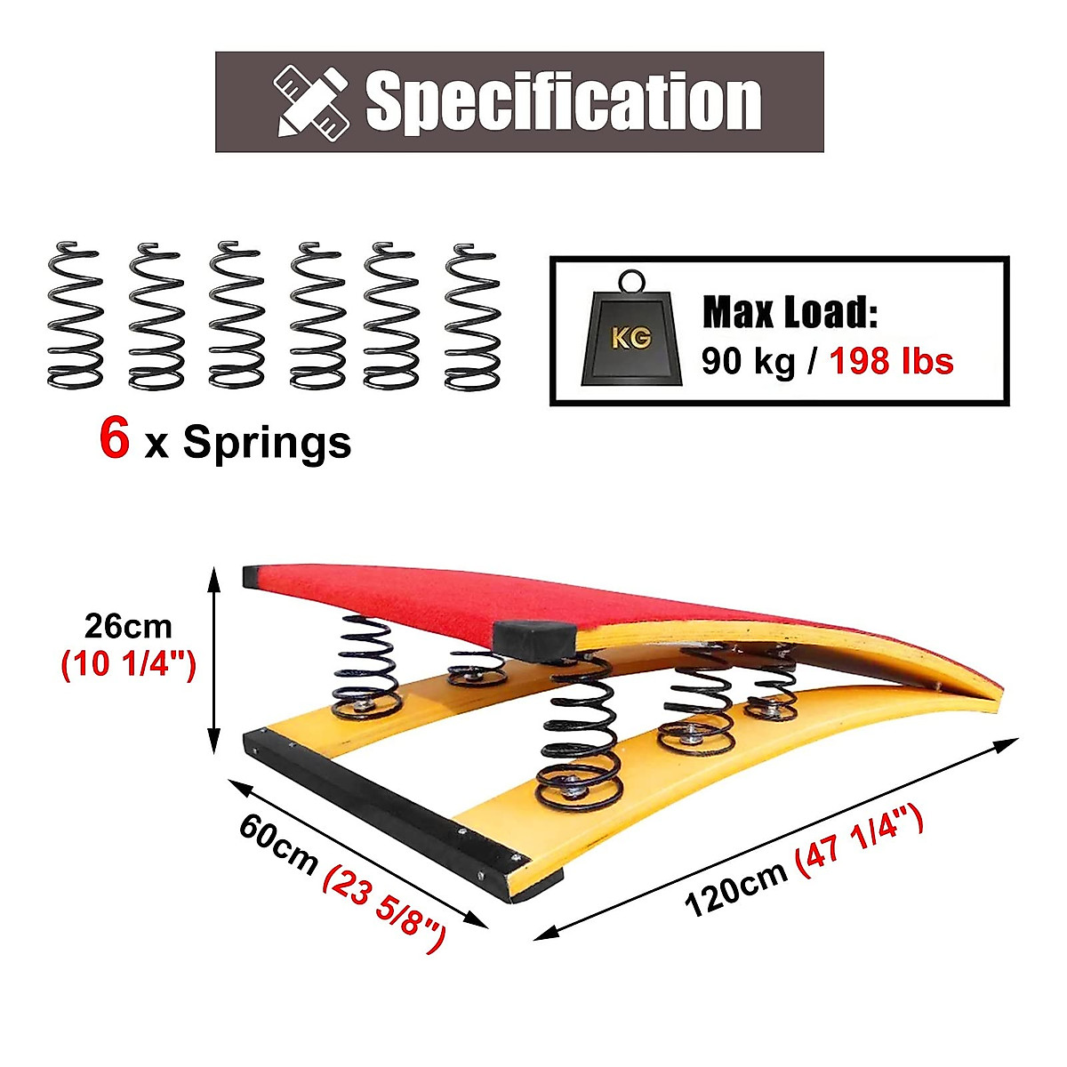 ZIMGOD Vault Gymnastics Springboard with 6 Springs, Heavy Duty Vault Spring Board, Beginning Gymnasts Sport Equipment for Vaulting/Training/Fitness
