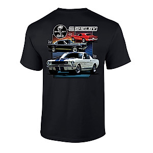 Ford Mustang Shelby T-Shirt Various Shelby Models Classic Antique Garage Enthusiast Racing Race Hotrod Performance-Black-Large