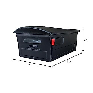 Gibraltar Mailboxes Mailsafe Large Capacity Rust-Proof Plastic Black, Post-Mount Mailbox, RSKB0000