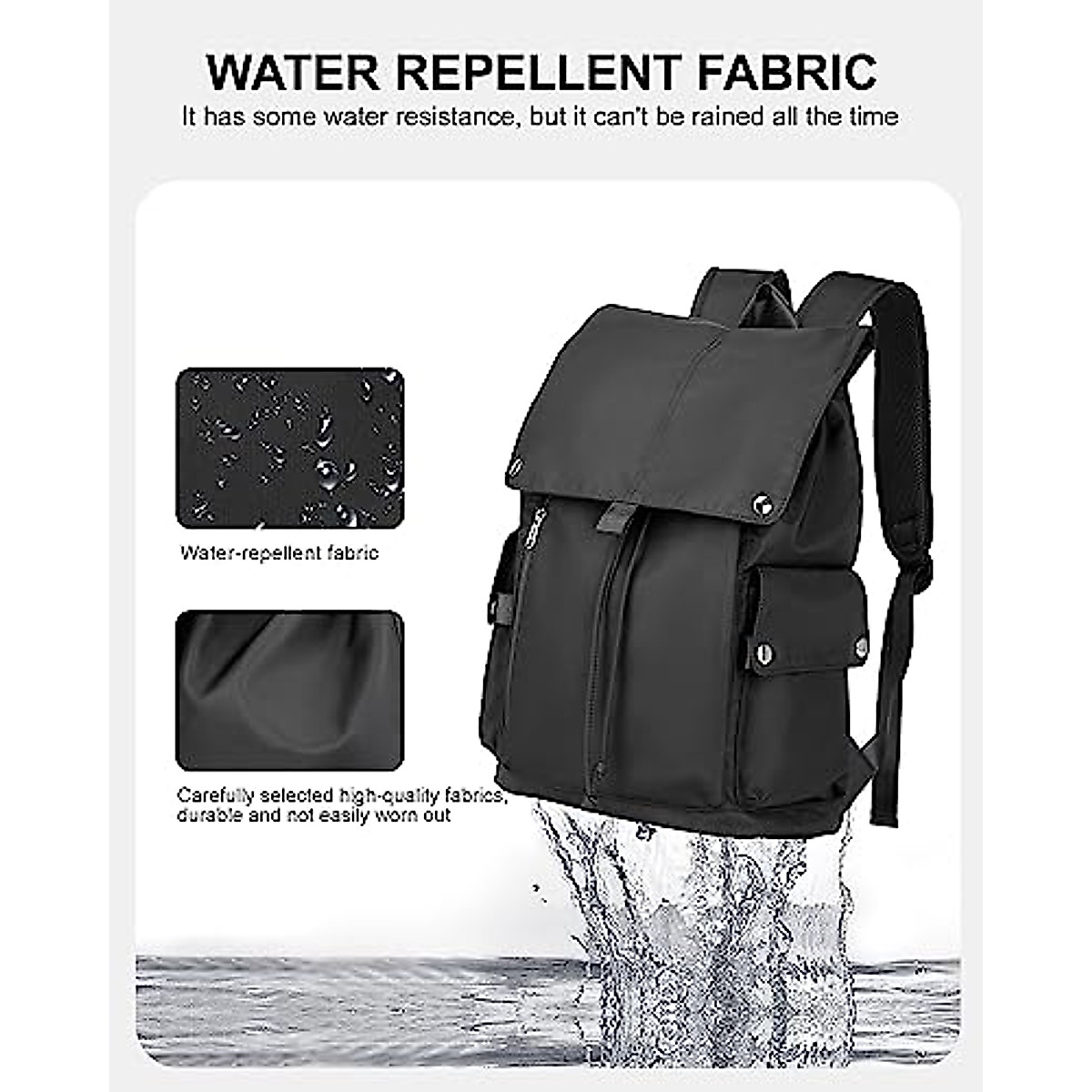 Black School Backpack for Women Men,Middle High School Bookbag Fashion School Backpack for Teens Girls Boys 15.6Inch Waterproof College Students Backpack Lightweight Small Casual Laptop Backpacks