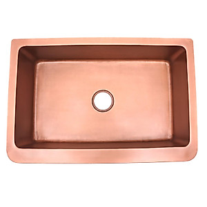 Sunflower Single Bowl Copper Apron-Front Sink – 30″ 29-3/4" W x 21-1/2" D x 10" H