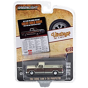 Greenlight 39110-D Vintage Ad Cars Series 8 - 1982 Dodge Ram D-150 Prospector “Get in On The Dodge Dealers’ Great Gold Rush” 1/64 Scale Diecast