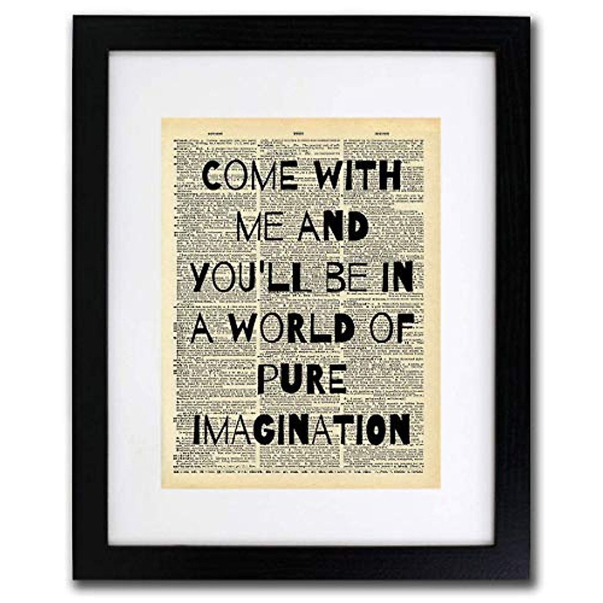 Willy Wonka - Come With Me Quote Art - Authentic Upcycled Dictionary Art Print - Home or Office Decor (D30)