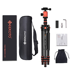 GEEKOTO 79 inches Carbon Fiber Camera Tripod Monopod with 360 Degree Ball Head 1/4 inch Quick Shoe Plate Professional Tripod Load up to 26.5 pounds