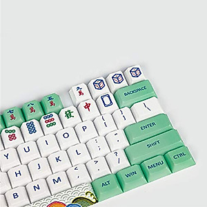 Mahjong Style PBT Dye-sub Keycaps with Puller for 61/64/87/96/104 Keys GH60 RK61 Matrix Joke Custom Mechanical Gaming Keyboard