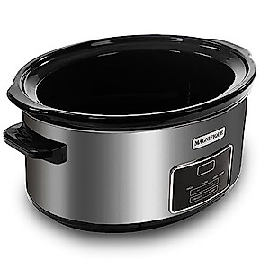 MAGNIFIQUE 8-Quart Casserole Slow Cooker with Timer and Digital Programmable - Small Kitchen Appliance for Family Dinners - Serves 6+ People - Heat Settings: Keep Warm, Low and High