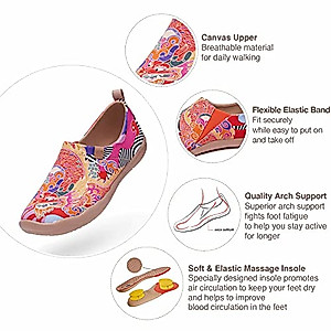 UIN Women's Walking Travel Shoes Slip On Canvas Casual Loafers Lightweight Comfort Fashion Sneaker Flying Dragon (9.5)