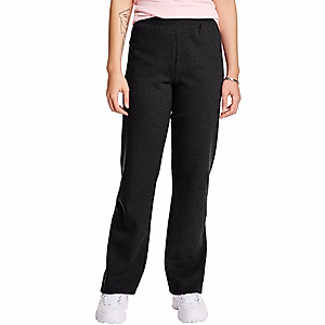 Hanes Women's EcoSmart Open Bottom Leg Sweatpants,Ebony,X-Large