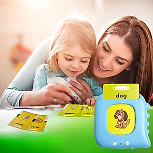 Talking Flash Cards Learning Toys for 1-6 Year Old Boys Girls, Toddlers Educational Speech Therapy Toys with 112 Pcs Flashcards 224 Words, Preschool Montessori Toys and Birthday Gift for Kids (Blue)