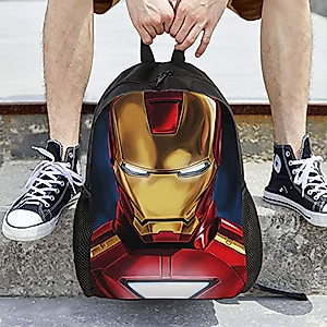 Laptop Backpack Black Red Bookbag Cartoon Casual Backpacks for Men Outdoor Hiking Camping