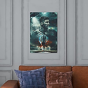 Kroity Football Stars Messi Canvas Poster Art Wall Decor (Unframed) (30cm×45cm) (12in×18in) for Living Room