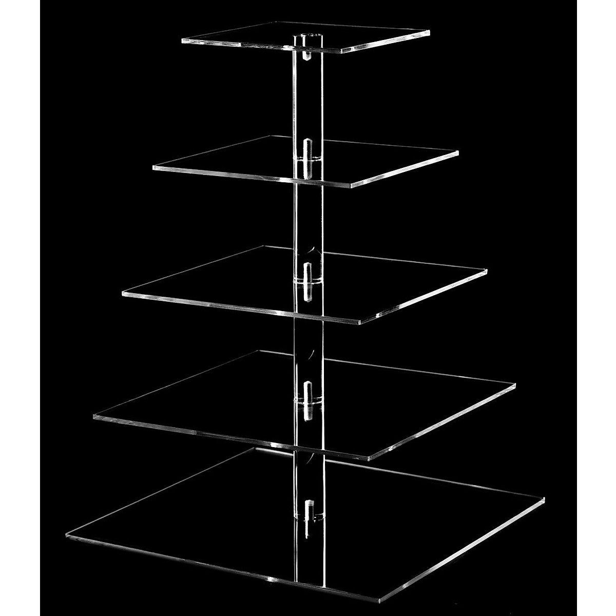 YestBuy 5 Tier Square Acrylic Cupcake Tree Tower Display Stand Display for Pastry Wedding Birthday Party (4" between 2 layers)