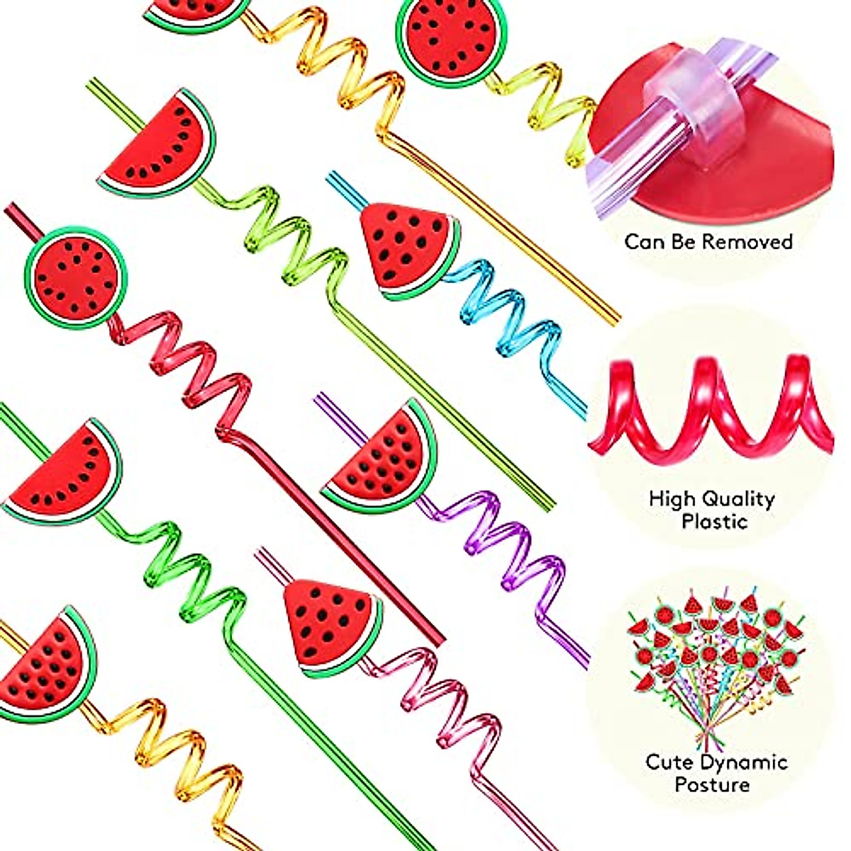 24 Watermelon Fruit Drinking Straws with 2 PCS Straws Cleaning Brush for One in A Melon Party Supplies Watermelon Birthday Party Supplies Decorations Favors