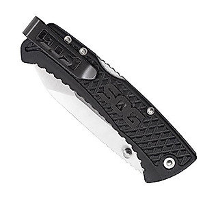 SOG Traction Folding Knife TD1012-CP - Satin Polished 3.5" Tanto Blade, GRN Handle, Lockback,Black