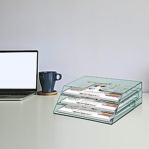 Acrimet Horizontal Triple File Folder Holder Organizer (Clear Green Color)