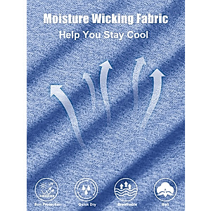 MAGCOMSEN Athletic Shirts for Men Long Sleeve UPF 50 Sun Protection Dry Fit T Shirt Workout Running Outdoor Shirts Light Blue,L