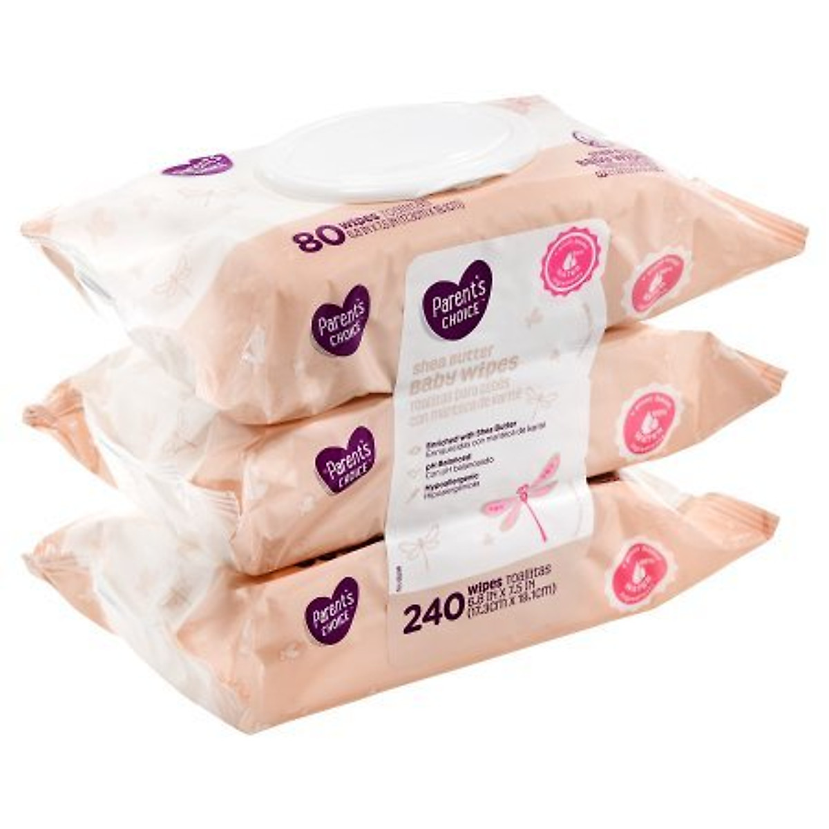 Parents Choice - Baby Wipes - Shea Butter - 3 Packs of 80