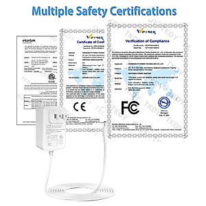 TKDY 24V 1A Power Supply Cord White, 110-240V AC to 24Vdc 24W Class 2 Adapter, DC24V Switching Charger for 24 Volt 1.0A 1000mA 0.75A 750mA 0.5A 500mA Diffuser Humidifier LED Light.