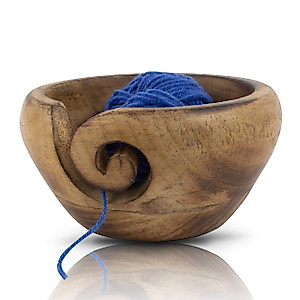 Handcrafted Wooden Yarn Knitting Crochet Bowl Holder For Skien Yarn Balls Decorative Storage Organizer Crocheting Needlework Knitting Accessories Kit Supplies Sturdy Non Slip Gifts For Mother Her