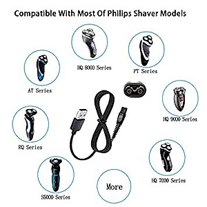 Replacement USB Charger Cable Compatible for Philips Norelco HQ850 5000 7000 3000 4100 6100 7500 8900 9300 9700 Series Beard Trimmer Electric Shaver Razor Charging Cable Power Cord