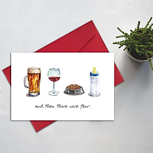 Funny Baby Shower Card for Boy Girls, Cute Baby Shower Congratulation Card, New Baby Card for New Mom Dad Parents, And Then There Were Four Card