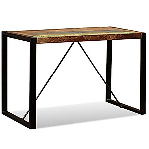 ULUYYUC Dining Table Solid Reclaimed Wood 47.2",Office Desks Patio Table Party Table Kitchen Tables Kitchen Furniture Outdoor Table for Living Room bar Bistro Kitchen Island