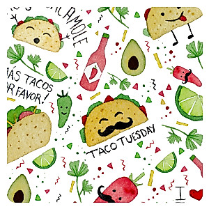 BapronBaby Taco Party Wet Dry Bag - Waterproof Two Zipper Pockets - Reusable for Mealtime, Diapers, Stroller, Snacks, Swimsuits - Machine Washable - 11" x 9"