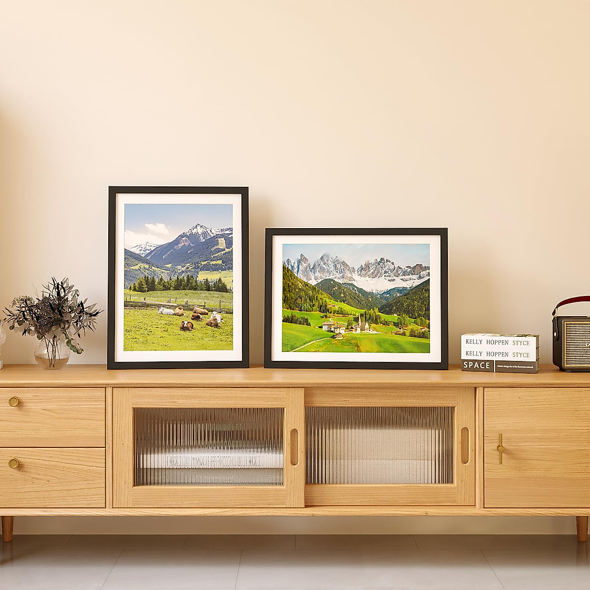 KINLINK 12x16 Picture Frame Black Set of 1, Wooden Photo Frame Matted 11x14 with Plexiglass for 11x14 with Mat or 12x16 without Mat for Table and Wall Display