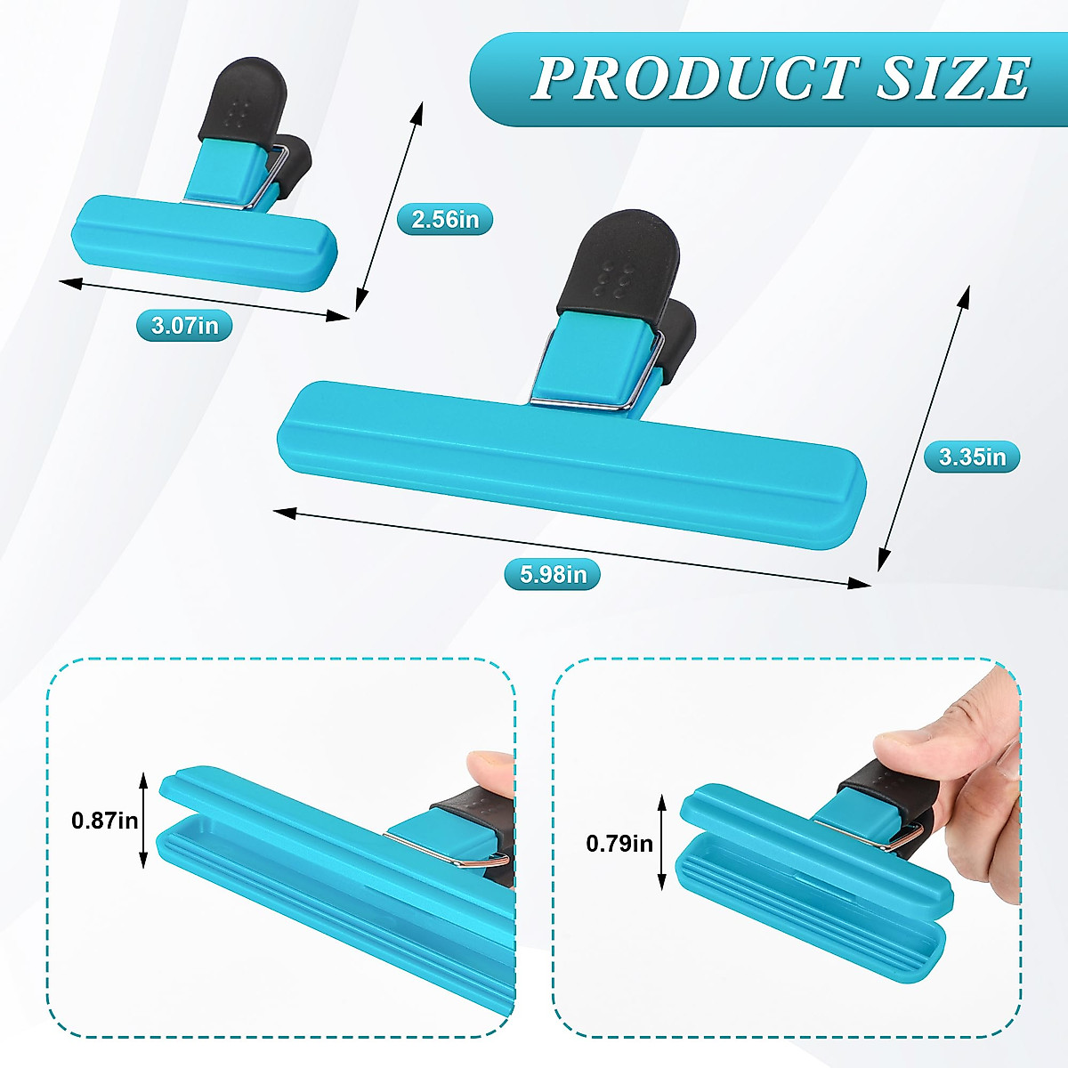 GBYMIUY Chip Bag Clips, 10 Pack Food Bag Clips, Large Bag Clips for Food Storage with Air Tight Heavy Seal Grip (Assorted Sizes and Colors)