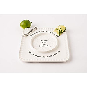 Mud Pie Lime and Salt Rimmer Margarita Set, Square, White