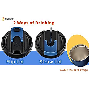 CIVAGO 30 oz Insulated Tumbler with Handle, Stainless Steel Travel Coffee Mug with Lid and Straw, Double Wall Vacuum Water Bottle Cup, Leakproof, Black