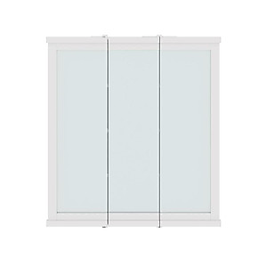 DHP Otum Bathroom 3 Door Mirrored Medicine Cabinet and Organizer, Surface Mount Wall Storage, White
