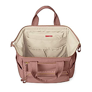 Skip Hop Diaper Bag Backpack: Mainframe Large Capacity Wide Open Structure with Changing Pad & Stroller Attachement, Dusty Rose