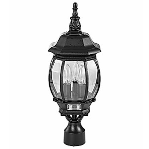 NUVO 60/899 Central Park Outdoor 3-Light Post Lantern, 60 Watts/120 Volts (Black), 21 x 7.4 Inches