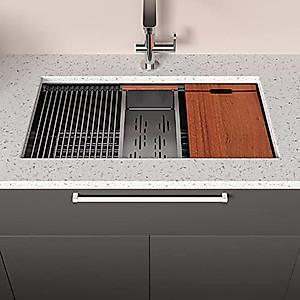 33 Black Undermount Kitchen Sink - Mocoloo 33x19 Kitchen Sink Workstation Gunmetal Black Stainless Steel Sink 16 Gauge Single Bowl Under Counter Rectangular Sink with Accessories