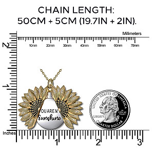 MyLittleSunflower - You are My Sunshine Necklace - Sunflower Necklace Locket with Engraved Hidden Message Pendant for Women, Mother, Daughter