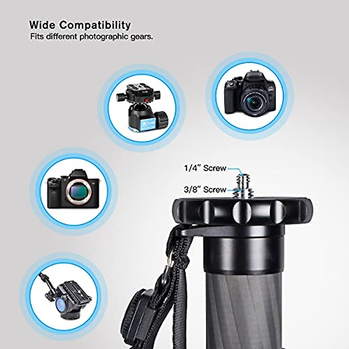 SIRUI Camera Monopod AM-326M 6 Section Carbon Fiber Portable Compact Lightweight Travel Monopod
