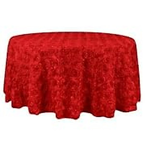 Efavormart 132" Wholesale Round Table Cover RED Grandiose Rosette 3D Satin Tablecloth for Wedding Party Event Decoration
