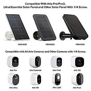 2Pack Gutter Mount Compatible with Arlo Essential Solar Panel, Arlo Pro/Arlo Pro2/Arlo Ultra/Pro3 Solar Panel, Perfect Angle to Get Adequate Sunlight for Your Arlo Solar Panel