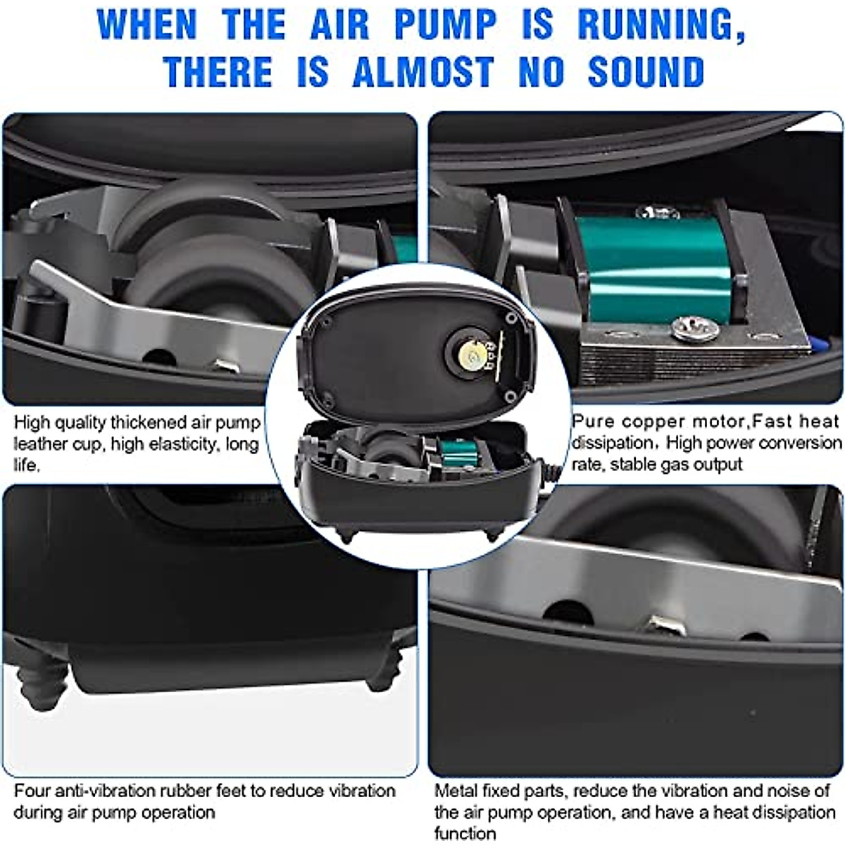 19.86/32.8/101.7 feet Aquarium Airline tubing air Stone for Fish Tank Aquarium Check Value Aquarium Suction Cups Aquarium air Controller and I T Connector (6.5 feet tubing with 1 Outlet air Pump)