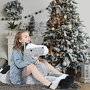 Tezituor 35 Inch Horse Stuffed Animals, Large Stuffed Horse Plush Pillow, Soft Gray Pony Plush Toy for Boys Girls