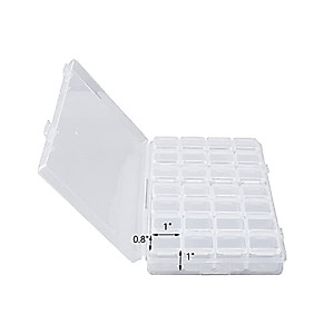 Wealrit 1 pack 28 Grids Clear Jewelry Organizer Box,Small Plastic Jewelry Containers,Bead Storage Containers for Beads Buttons Pins Rings
