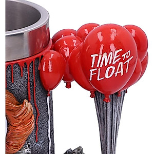 Nemesis Now IT Pennywise Clown Tankard, Hand-Painted Resin, Time to Float, Horror Movie Merchandise, Red Balloons Handle, 15.5cm
