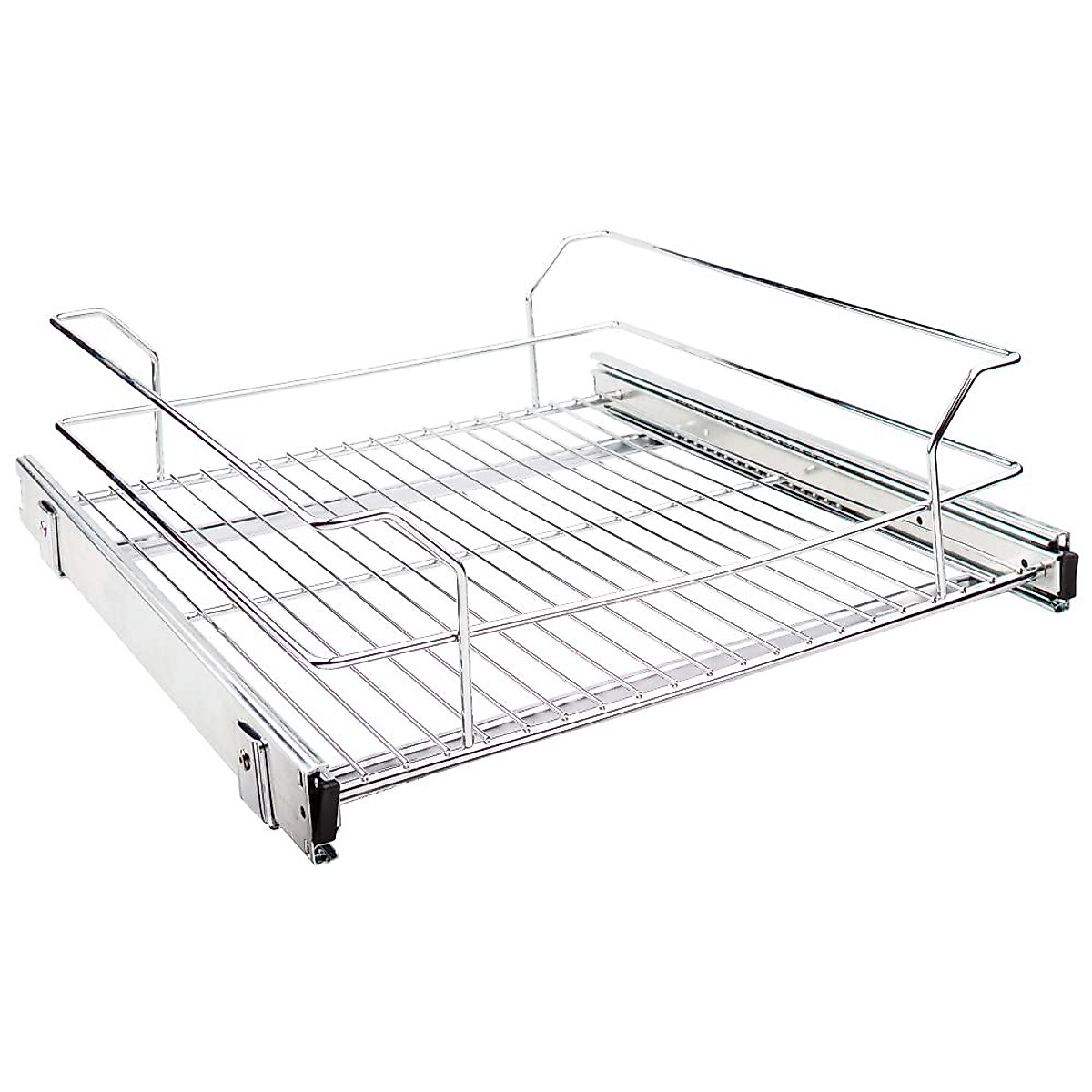 Hardware Resources MBPO21-R Assembled Single Sliding Pullout Steel Metal Wire Basket Organizer for Kitchen Cabinets Polished Chrome (18" for 21" Cabinet)