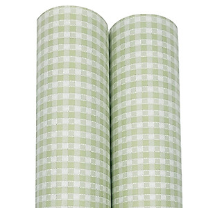 Yifely Green & White Checkered Pattern Tabletop Protect Paper Self-Adhesive Shelf Liner Coat Locker Decor 17.7 Inch by 9.8 Feet