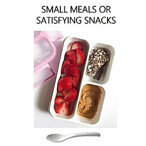 kinsho Kids Snack Container - Mini Bento Lunch-Box, Small Leakproof Container Boxes for Toddlers Girls Snacks Lunches, 3 Compartment - School Daycare Portion Containers, Pink Purple Glitter Set of 2